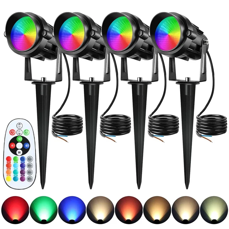 RGBW Lawn Lamp 12V LED Landscape Lighting with Remote Control 12W RGB ...